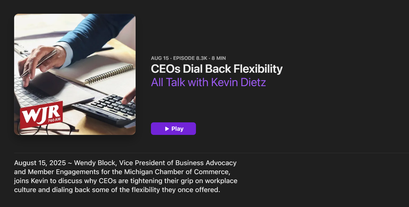 WJR Radio – Wendy Block interview: CEOs on workplace flexibility - MI ...